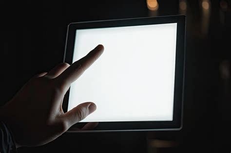Close Up Finger Touching Screen With Mock Up Premium AI Generated Image