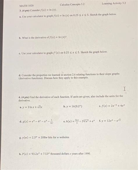Solved Pts Consider F X Ln X A Use Your Chegg Com
