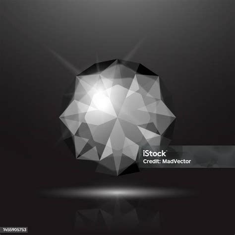 벡터 3d 현실적인 검정 투명 라운드 빛나는 보석 다이아몬드 크리스탈 모조 다이아몬드 검은 배경에 근접 촬영 보석 개념 디자인 템플릿 배너 3차원 형태에 대한 스톡 벡터