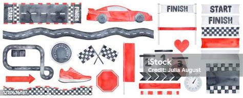 다양한 속도 기호 모터 스포츠 기호 플래그 화살표 수상 받침대 운동화 사랑의 마음과 원활한 국경의 큰 레이싱 컬렉션 손으로 그린