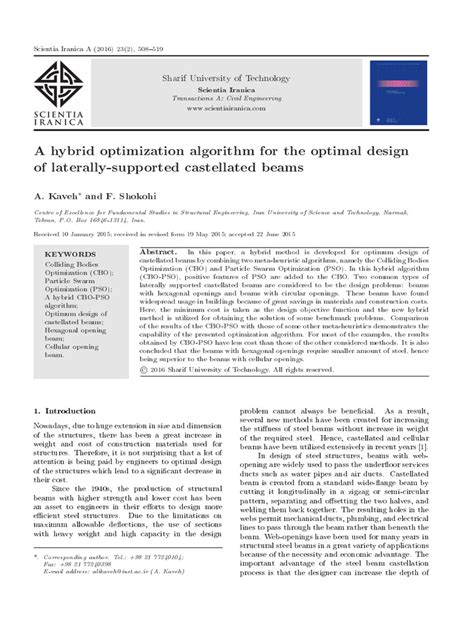 A Hybrid Optimization Algorithm For The Optimal Design Of Laterally Supported Castellated Beams