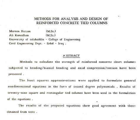Pdf Method For Analysis And Design Of R C Tied Columns