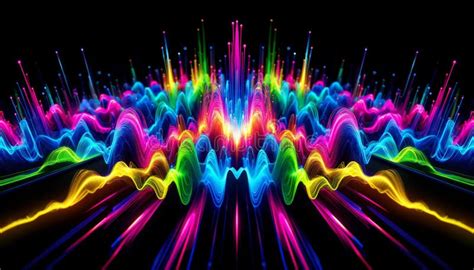 Neon Sound Waves Illuminate The Void With Rhythmic Brilliance Stock Illustration Illustration