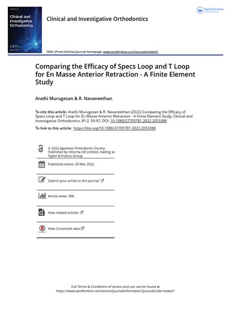 Comparing The Efficacy Of Specs Loop And T Loop For En Masse Anterior
