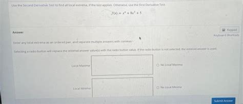 solved use the second denvative test to find all local