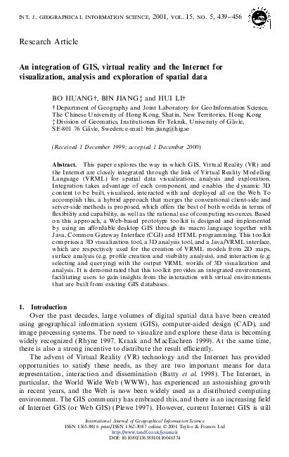 Pdf An Integration Of Gis Virtual Reality And The Internet For Visualization Analysis And