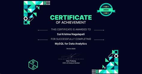 Sai Krishna Nagulapati On Linkedin Certification Of Mysql For Data Analytics For Sai Krishna