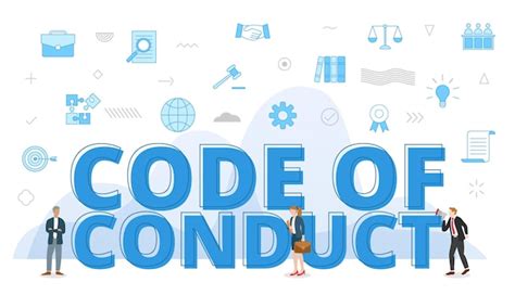 Premium Vector Code Of Conduct Concept With Big Words And People Surrounded By Related Icon