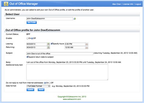 Out Of Office Xpages Web App For Hcl Notes Domino