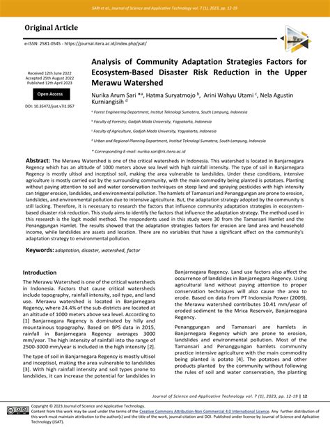 Pdf Analysis Of Community Adaptation Strategies Factors For Ecosystem Based Disaster Risk