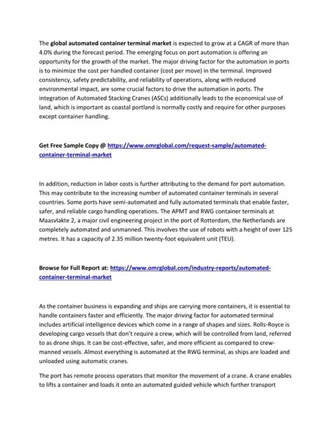 Ppt Global Automated Container Terminal Market Size Industry Trends Share And Forecast 2019