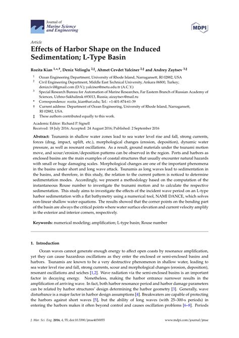 Pdf Effects Of Harbor Shape On The Tsunami Induced Sedimentation L Type Basin
