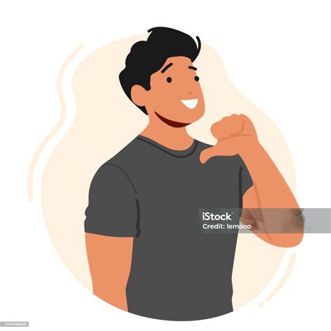 큰 미소로 자신을 가리키는 자신감 있는 남자 긍정과 자기 확신 벡터 일러스트레이션을 발산한다 가리키기에 대한 스톡 벡터 아트 및