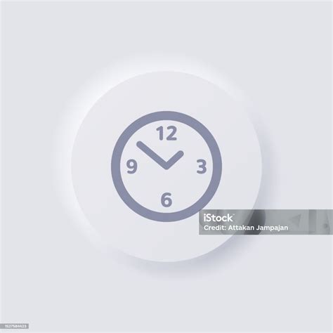시계 아이콘 웹 디자인 응용 프로그램 Ui 등을 위한 흰색 Neumorphism 소프트 Ui 디자인 버튼 벡터 3차원 형태에 대한 스톡 벡터 아트 및 기타 이미지 Istock