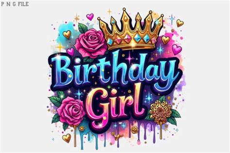 Birthday Girl Png Floral Birthday Png Graphic By Cute Cat · Creative