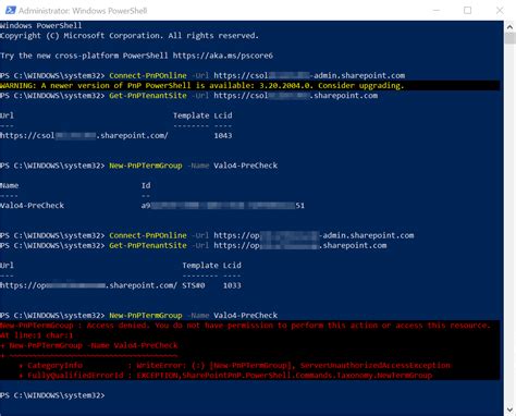 Getting Access Denied When Using New PnPTermGroup Issue Pnp PnP PowerShell GitHub
