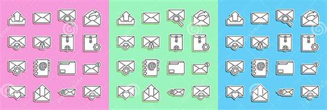 Set Line Delete Envelope Envelope Setting With Magnifying Glass Mail Message Lock Password