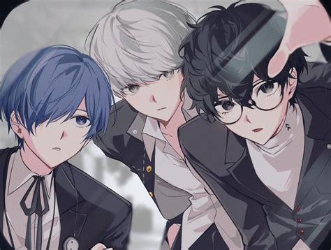 Narukami Yu Yuuki Makoto And Amamiya Ren Persona And 3 More Drawn