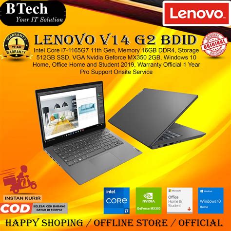 Jual Lenovo V14 G2 ITL BDID Core I7 1165G7 16GB 512GB SSD W10H OHS VGA 2GB Shopee Indonesia