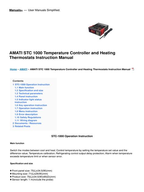 Stc 1000 Temperature Controller And Heating Thermostats Manual Pdf