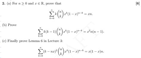 solved 2 a for n≥0 and x∈r prove that