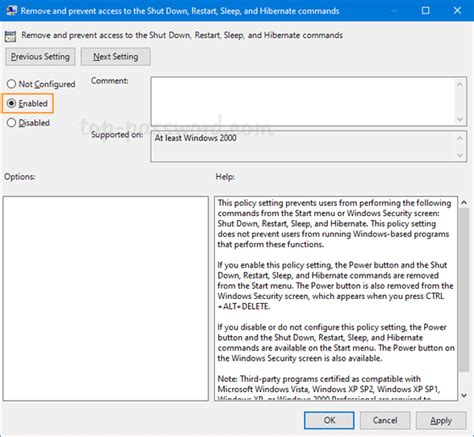 How To Disable The Power Button In Windows Start Menu Password Recovery
