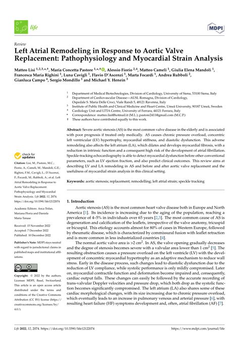 Pdf Left Atrial Remodeling In Response To Aortic Valve Replacement