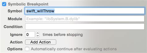 swift how to set a breakpoint on all throws stack overflow