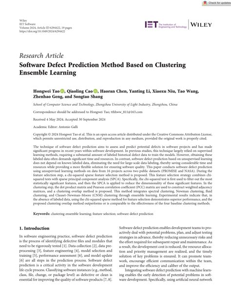 pdf software defect prediction method based on clustering ensemble
