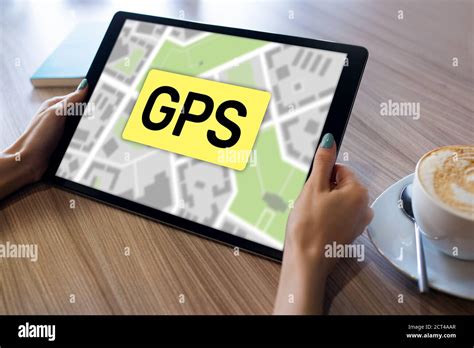 GPS Global Positioning System Worldwide Navigation And Tracking Concept With Town Maps On