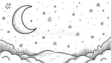 Black And White Drawings Of Moon Stars