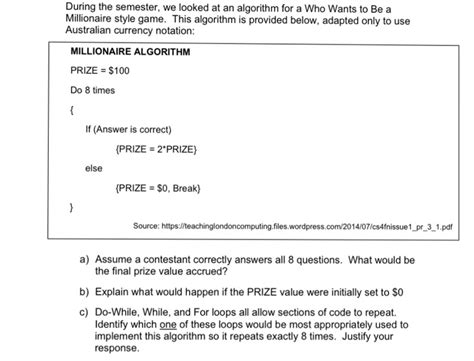 Solved During The Semester We Looked At An Algorithm For A