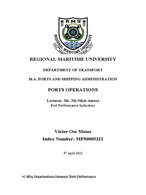 port performance indicators pdf performance indicator cargo
