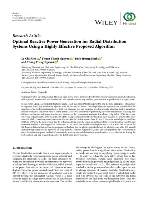 Pdf Optimal Reactive Power Generation For Radial Distribution Systems