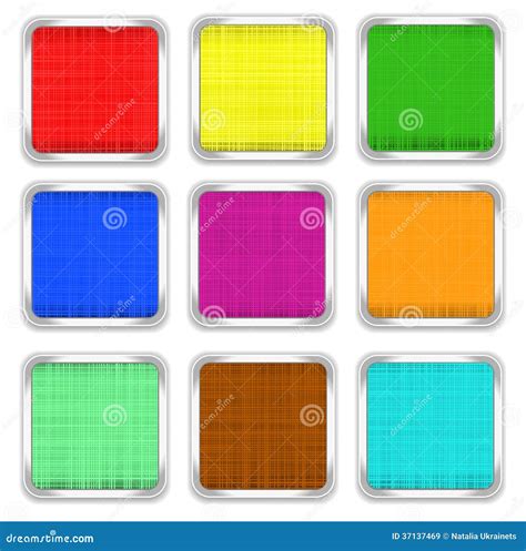 Set Of Multi Colored Square Buttons Stock Vector Illustration Of Highdetailed Design 37137469