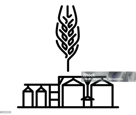 사일로 벡터 라인 아이콘이있는 밀의 귀 곡물 저장 벡터 일러스트 레이 션 공급망의 개념 사일로에 대한 스톡 벡터 아트 및 기타 이미지 사일로 아이콘 검은색 Istock