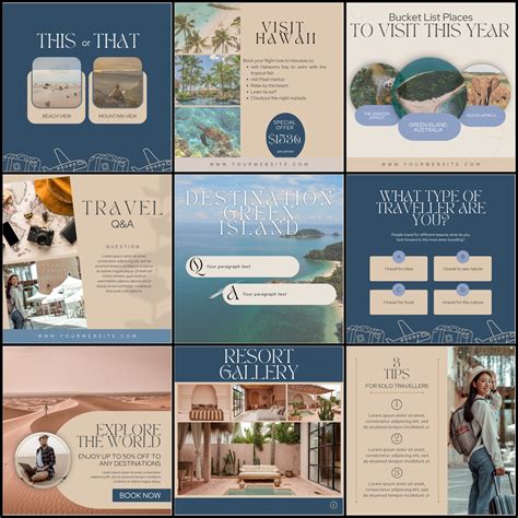 Instagram Templates For Travel Agents Travel Social Media Posts For