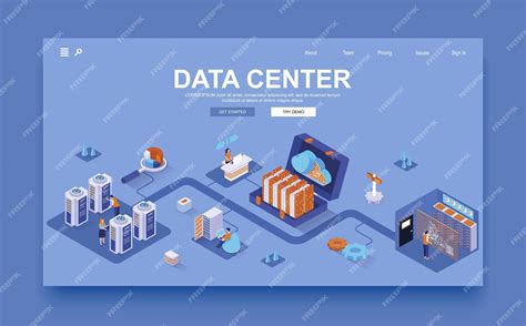 Premium Vector Data Center Concept 3d Isometric Landing Page Template