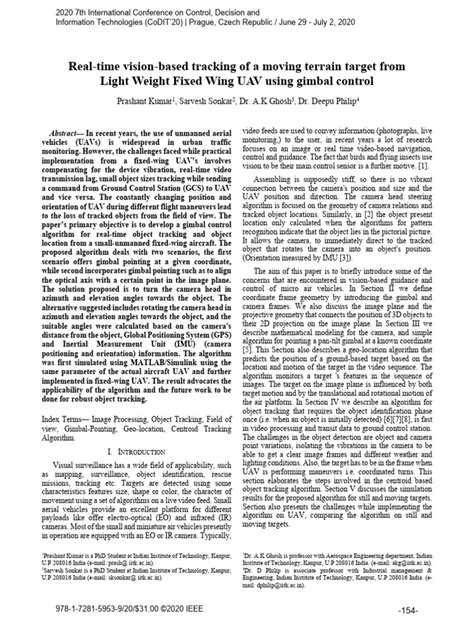 Real Time Vision Based Tracking Of A Moving Terrain Target From Light Weight Fixed Wing Uav