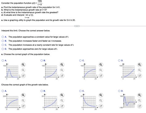 solved 150t consider the population function p t t 8 a