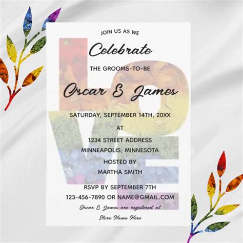 Love Flowers Same Sex Engagement Party Invitation Zazzle