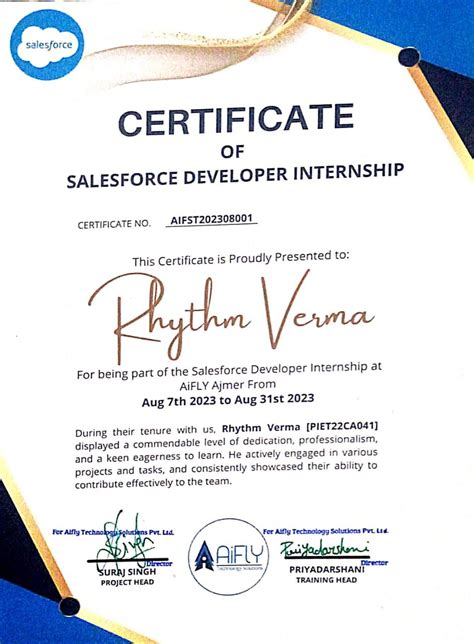 Rhythm Verma On Linkedin 🌟 Proudly Earned Certificate Of Salesforce