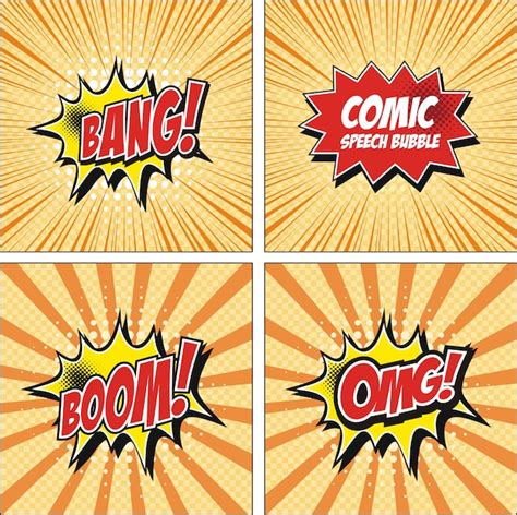 Premium Vector | 4 set comic speech bubbles