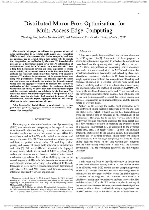 pdf distributed mirror prox optimization for multi access edge computing