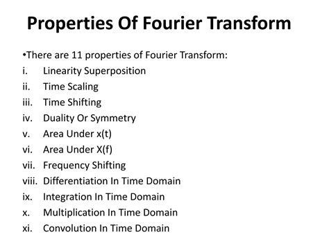 properties of fourier transform pptx physics science