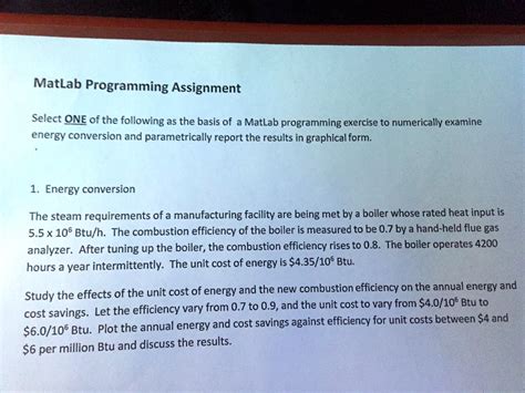 Solved Matlab Programming Assignment Energy Conversion And Parametric