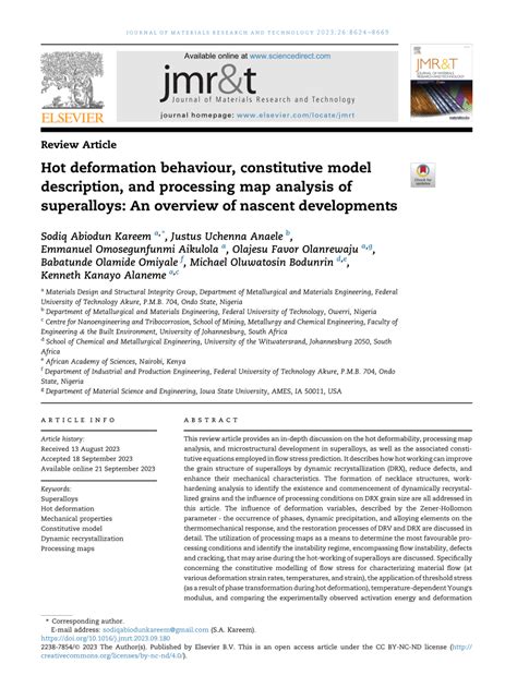 Pdf Hot Deformation Behaviour Constitutive Model Description And Processing Map Analysis Of