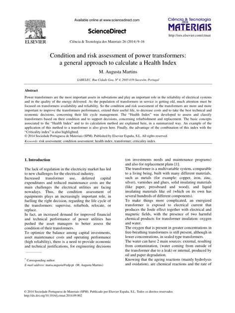 pdf condition and risk assessment of power transformers a general
