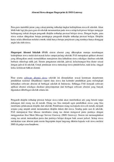 Doc Absensi Siswa Dengan Sidik Jari Fingerprint Dan Sms Gateway