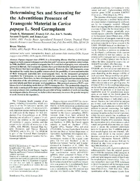 Pdf Determining Sex And Screening For The Adventitious Presence Of